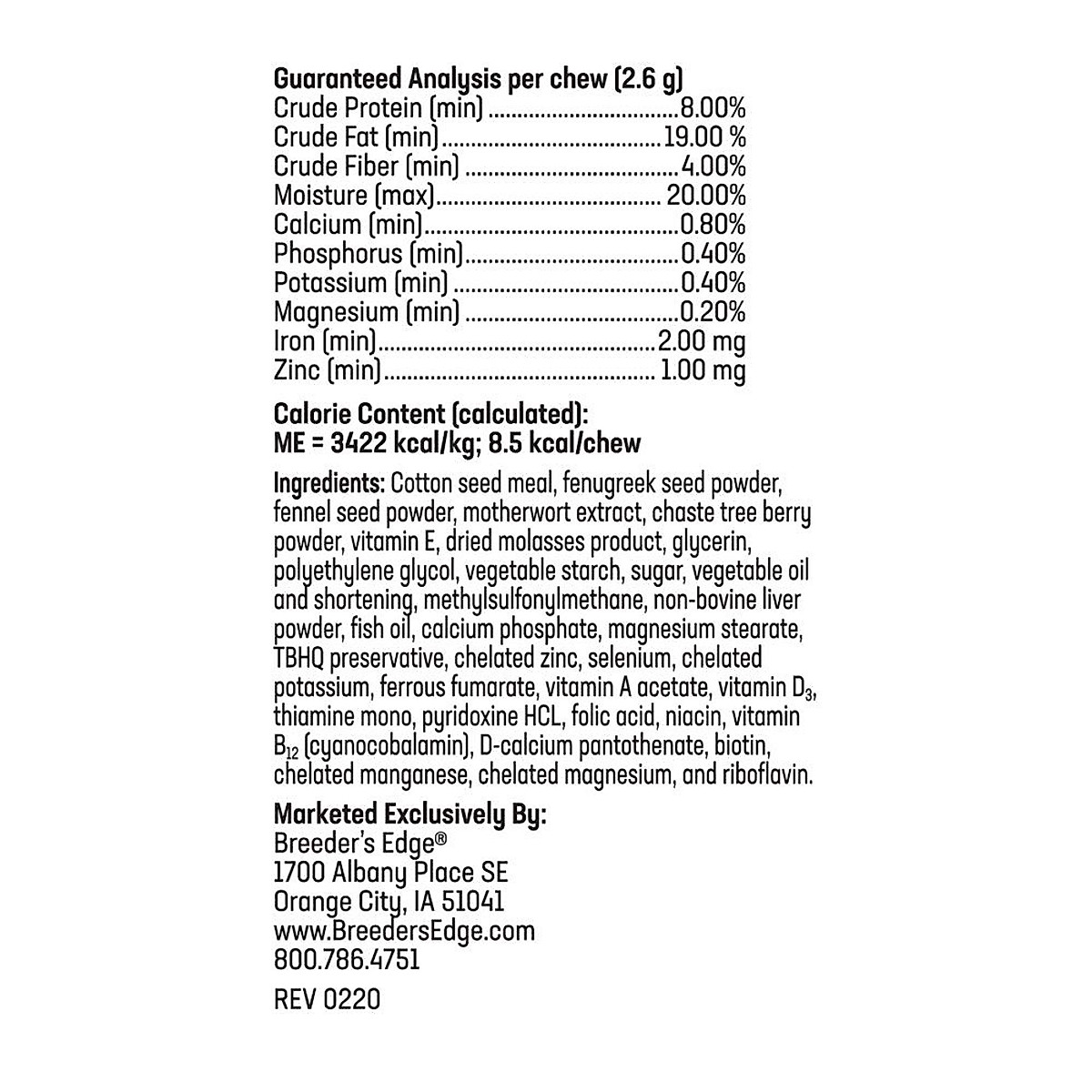 Revival Animal Health Breeder's Edge Oxy Momma- Nursing & Recovery Supplement- for Small Dogs & Cats- 40ct Soft Chews