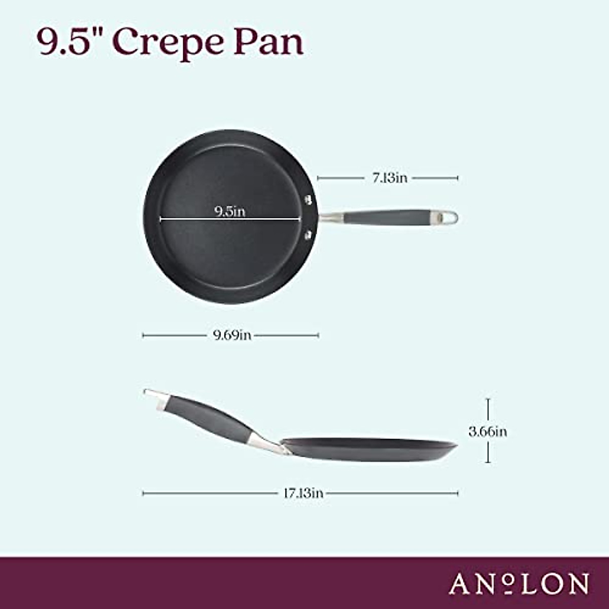Anolon Advanced Home Hard Anodized Nonstick Crepe Pan, 9.5 Inch - Moonstone