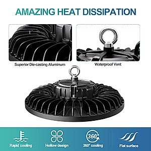 LIGHEART 10Pack UFO LED High Bay Light 300W,42000lm (Eqv.1000W MH/HPS) High Bay LED Lights, 6000K with US Plug Commercial Bay Lighting Energy Saving