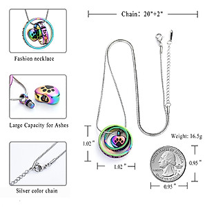 memorial jewelry Forever in My Heart,No Longer by My Side Pet Cremation Jewelry for Ashes of Dog/Cat Funeral Keepsake Urn Necklace Paw Print Memorial Necklace