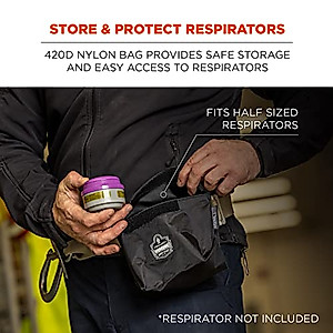 Carry Pouch for Half Mask Respirators, Straps to Attach Around Belt, Cover Flap Closure, 8.5" L x, 3" W, 7" H, Ergodyne Arsenal 5182,Black