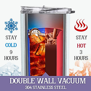 Onebttl Hummingbird Skinny Tumbler Gifts For Women, Female, Her and Hummingbird lovers - 20oz/590ml Stainless Steel Insulated Tumbler with Straw, Lid, Message Card - White