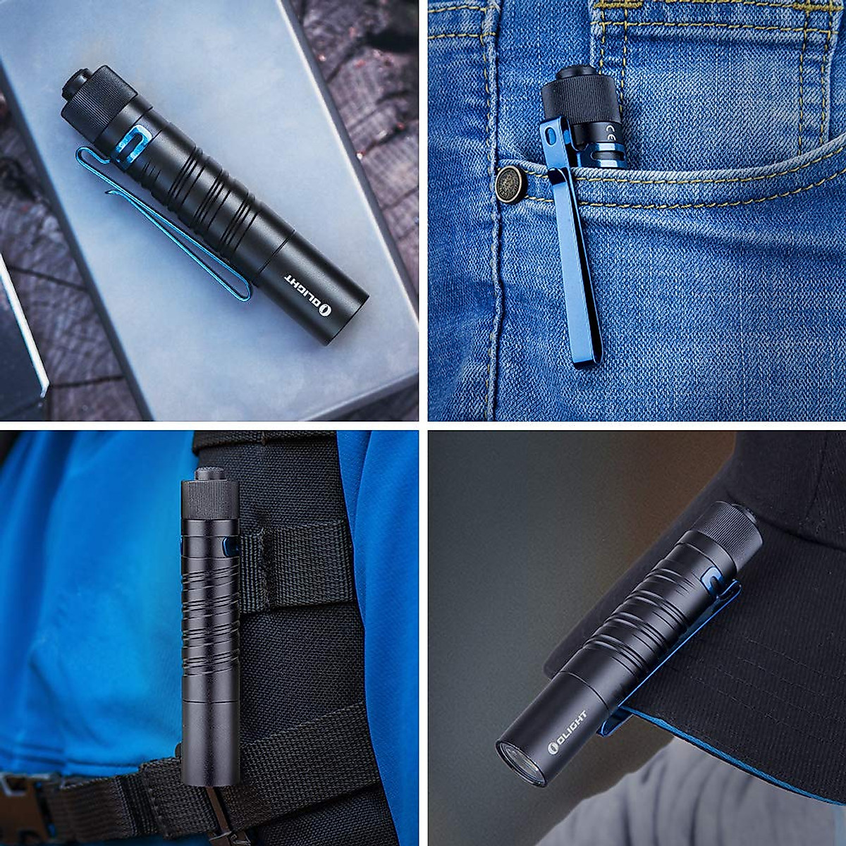 OLIGHT I5T EOS 300 Lumens Slim EDC Flashlight Dual-Output for Camping and Hiking, Tail Switch Flashlight with Beam Distance 196ft, Powered by Single AA Battery, Black