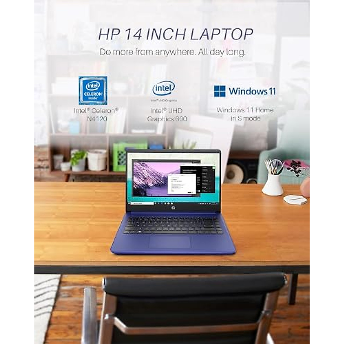 HP Stream Laptop 2023 Newest 14" HD Display, Intel Celeron N4120 Processor, 16GB RAM, 192GB Storge (64GB EMMC+128GB SD Card), ‎Intel UHD Graphics 600, Webcam, Wi-Fi, Windows 11 Home in S Mode