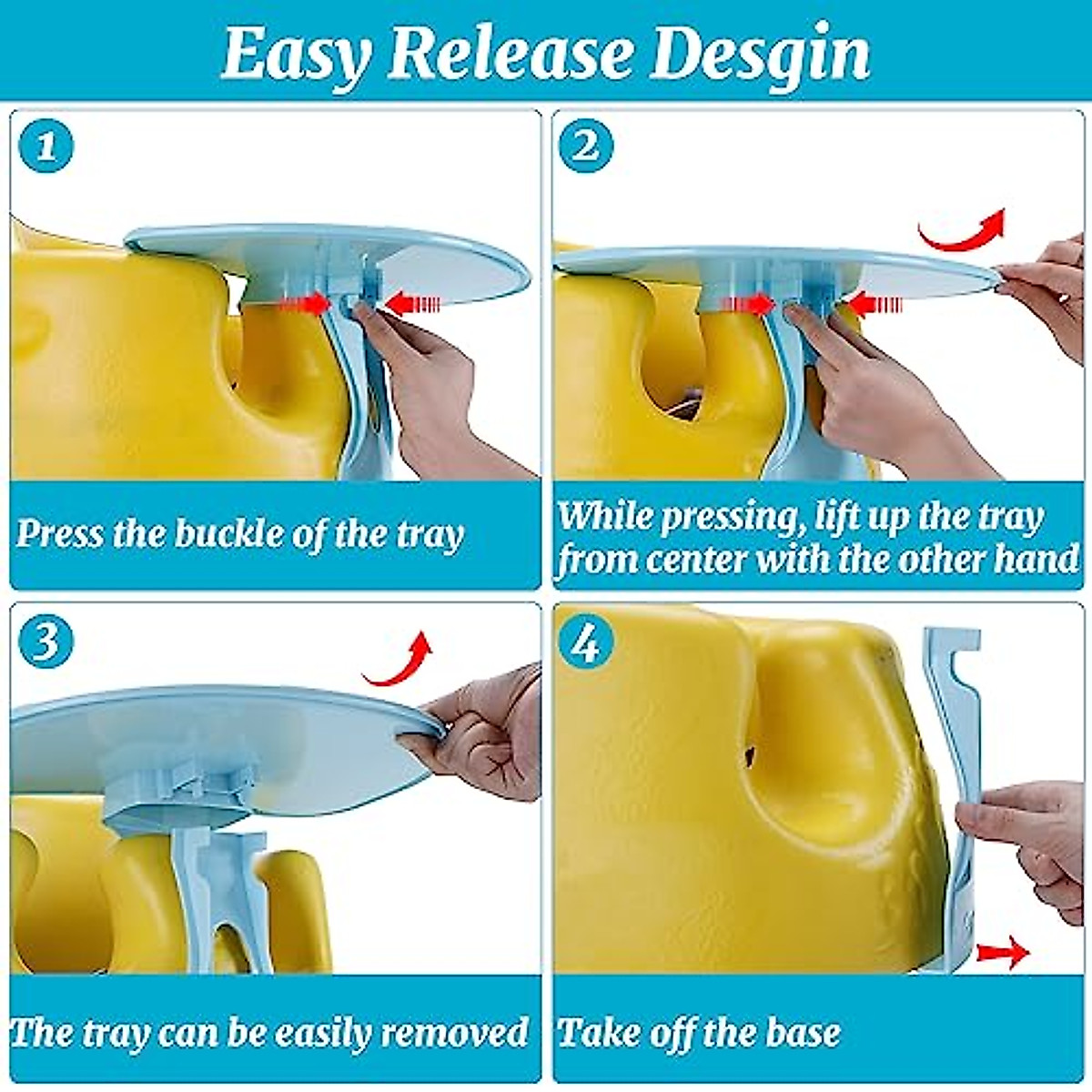 Gnegni Seat Tray Attachment Accessory Compatible with Bumbo Floor Seat, Smooth Tray Surface Easily Attaches to Baby Bumbo Seat Lite for Baby Feeding and Playing, Easy to Clean & Install-Blue