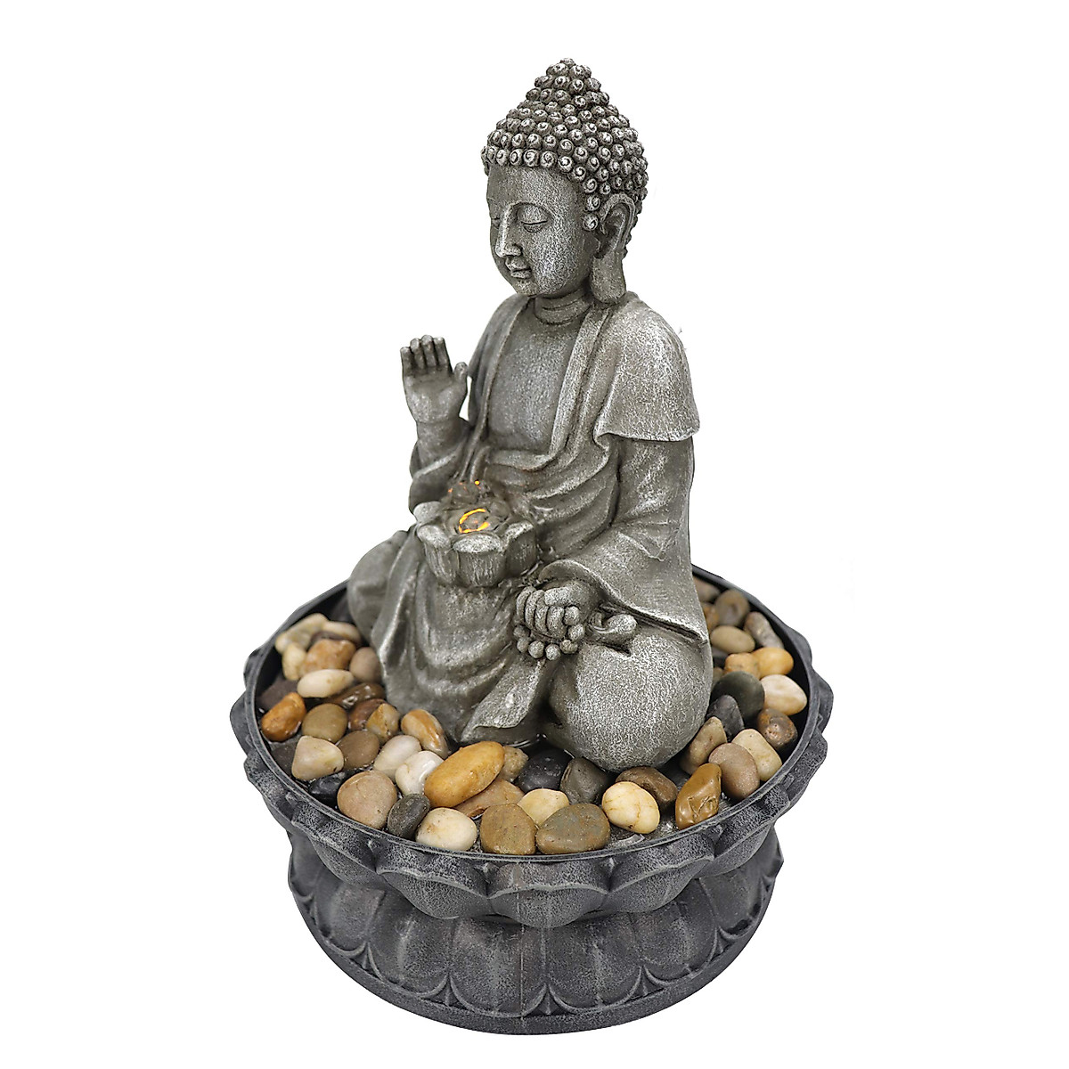 Warm Garden Buddha Fountain Tabletop Water Fountain-Sitting Buddha Tabletop Water Fountain Zen Fountain