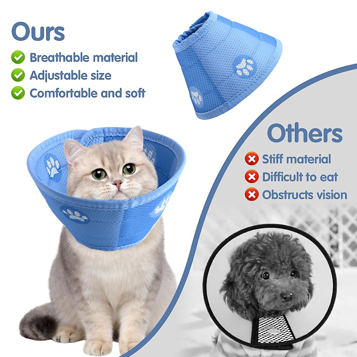 Jaxbo Soft Cat E Collar，Cat Recovery Collar，Adjustable Cat Cone Collar Elizabethan Collar Does Not Block Vision