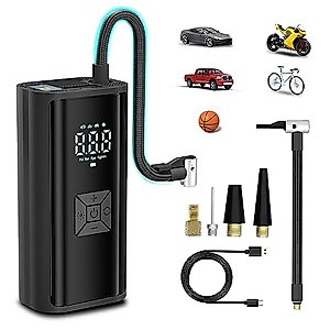 Salate Portable Air Compressor Tire Inflator, 150PSI Cordless 12V DC 2-Way Power Supply Air Pump 7800mAh Battery Capacity Tire Pump with 6”Screen Suitable for Cars Motorcycles E-Bikes