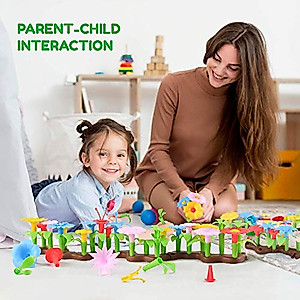 BFUNTOYS 81Pcs Flower Garden Building Toys for Girls 3 4 Year Old, Indoor Stacking Game Pretend Playset for Toddler, Educational Preschool Activities STEM Toy Gardening Gifts for Kids and Children