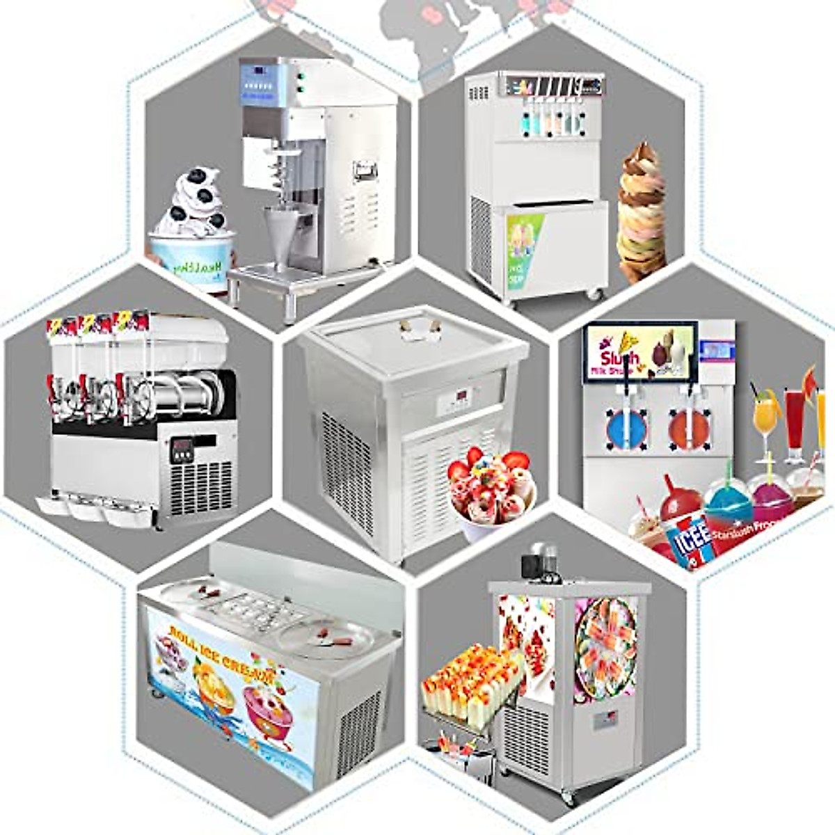 Kolice Commercial Desktop 5 Flavors Soft Serve Ice Cream Machine, Gelato Ice Cream Maker-ETL, 5 Different Discharge Nozzles, Upper Tanks Refrigerated, Transparent Dispenser Set