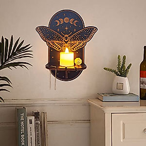 FROATS Wooden Snake Shelf for Crystals - Black Shelfs with LED Candle Rustic Boho Shelfs - Wooden Hanging Floating Shelves for Crystal Holder, Yoga, Collectibles, Spiritual Decor