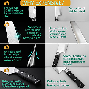 JUSTFORIT Chef Knife - 8 inch Pro Kitchen Knives - Ultra Sharp German High Carbon Stainless Steel Cooking Knife, Japanese Chopping Knife with Sheath and Ergonomic Handle and Gift Box