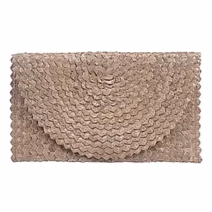 NOVICA Handmade Trance in Brown - Brown Palm Leaf Clutch Handbag, Polyester Lining and One Zip Pocket, Clutch Bag For Women Woven Purse Summer Beach, Christmas Gifts for Women