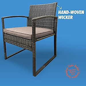 Pyramid Home Decor Vesso 3-Piece Outdoor Patio Furniture Set, Patio Rattan Chair Set, Modern Bistro Set with Coffee Table, Garden Balcony Backyard Poolside, Coffee