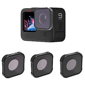 QKOO Neutral Density ND8/16/32 Filters for GoPro Hero 13 12 11 10 9 Black (Works with Media Mod) (Directly Replace The Standard Protective Lens On Your Camera)