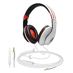 ibrain Air Tube Headphones Air Tube Headset Over The Ear Headphones Wired Airtube Headset with Patented Technology 3.5mm Jack for Computer, PC, Phone - White