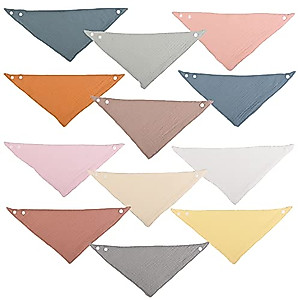 Muslin Baby Bandana Drool Bibs for Drooling and Teething Eating 12 Colors Cotton Bibs for Newborn Girls Boys Unisex Stylish