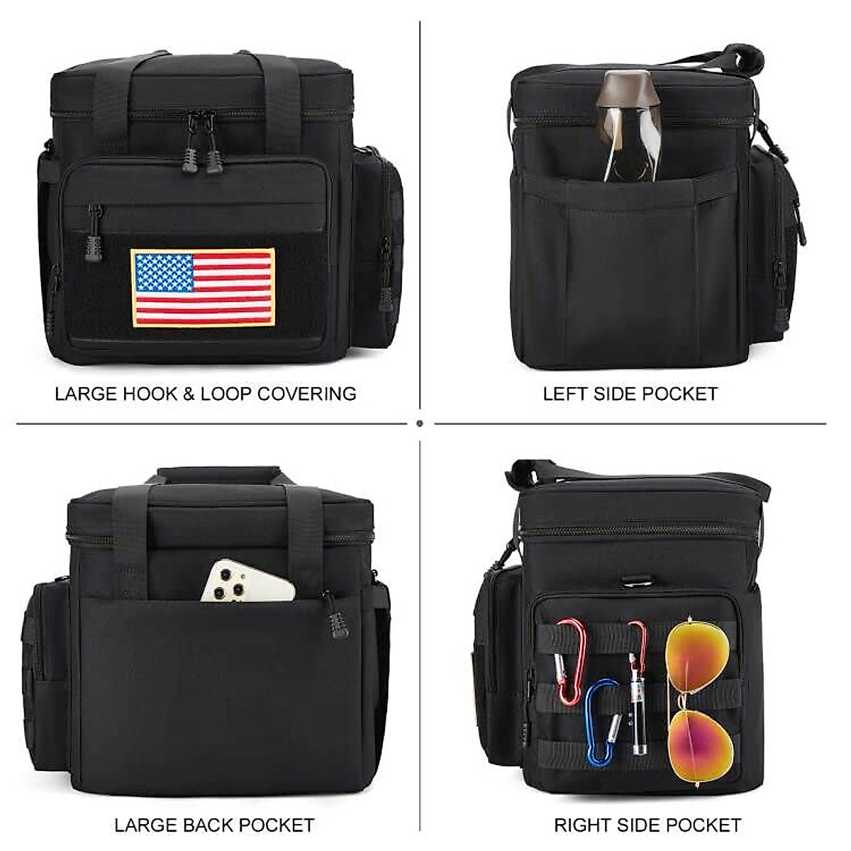 Gafetrey Lunch Box For Men Lunch Bag Women Large Tactical Lunch Cooler Tote Pail,Reusable Insulated Waterproof Adult Driver Worker Fit on Beach Picnic Travel Working Office Gift Outdoor Black