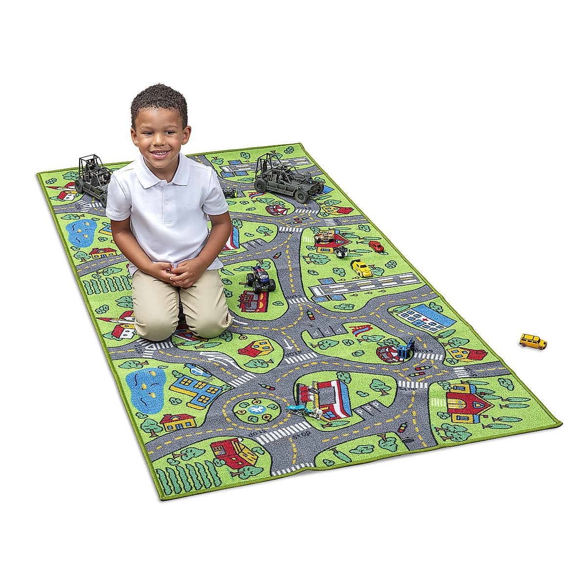 Kids Rug Carpet Playmat City Life Learn Have Fun Safe, Children's Educational, Road Traffic System, Multi Color Activity Centerpiece Play Mat! for Playing with Cars for Bedroom Playroom