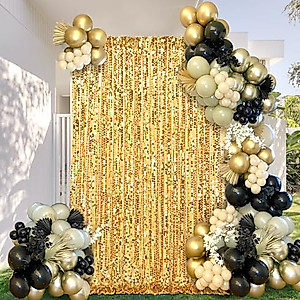 Big Payette Sequin Backdrop 4ftx8ft Gold Shimmer Backdrop Curtains Glitter Fabric Drapes for Birthday Party Baby Shower Decorations