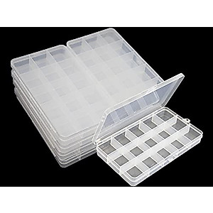 JESEP YONG 8 packs Plastic Organizer Box 15 Grids Clear Storage Container Jewelry Case with Fixed Dividers for Beads Art DIY Crafts Jewelry Fishing Tackles (8pcs 15 Grids Box)