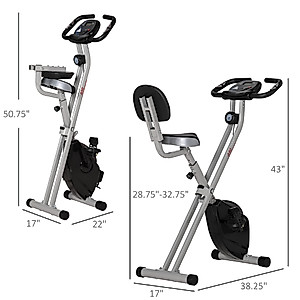 Soozier Foldable Upright Training Exercise Bike Indoor Stationary X Bike with 8 Levels of Magnetic Resistance for Aerobic Exercise, Grey