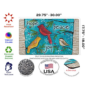 Toland Home Garden 800023 Peace Birds Winter Door Mat 18x30 Inch Hope Joy Outdoor Doormat for Entryway Indoor Entrance