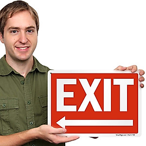"Exit" Sign with Left Arrow by SmartSign | 10" x 14" Plastic
