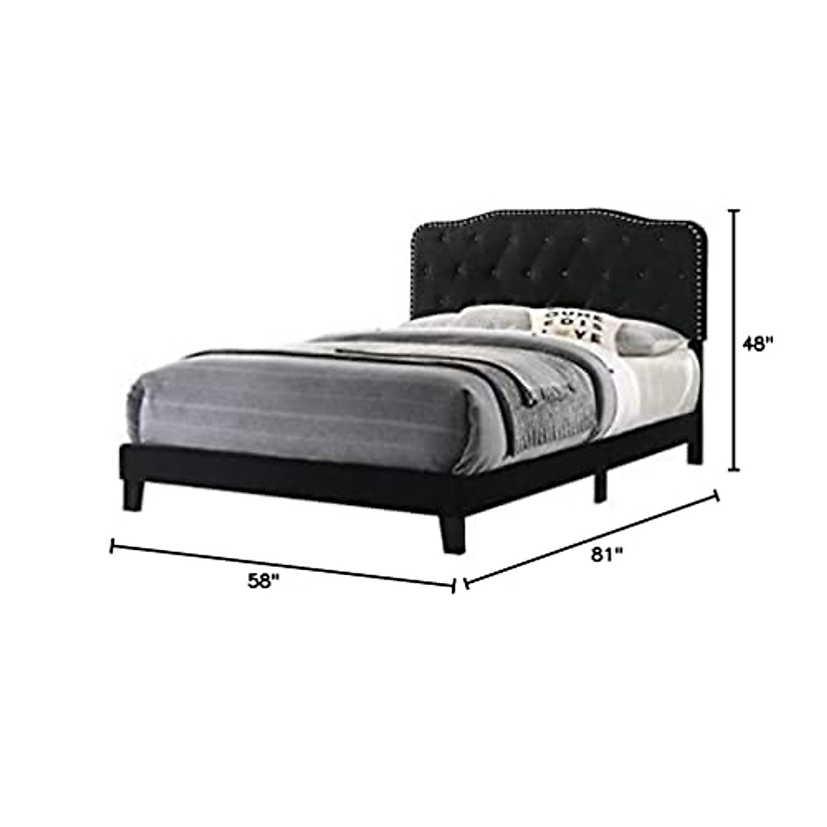 Best Quality Furniture B102-FB Bedframe, Full, Black