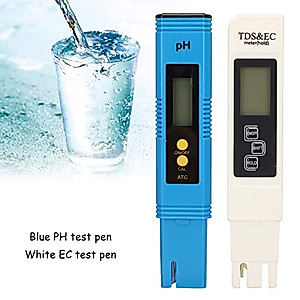 Water Tester, Temperature Compensation Backlight Function EC Testing Pen Lightweight Portable Blue White ABS Plastic for Alkaline Tap Water