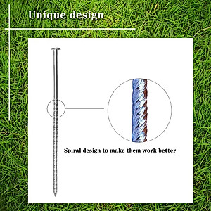 Uitose 14 Count Outdoor Rv Rug Stakes, Stainless Steel Spira Patio Mats Stakes, Used for Fixing Rugs, Tents, Tarps, and RV Mats，Rv Camping Accessories for Outside,Camper Must Haves