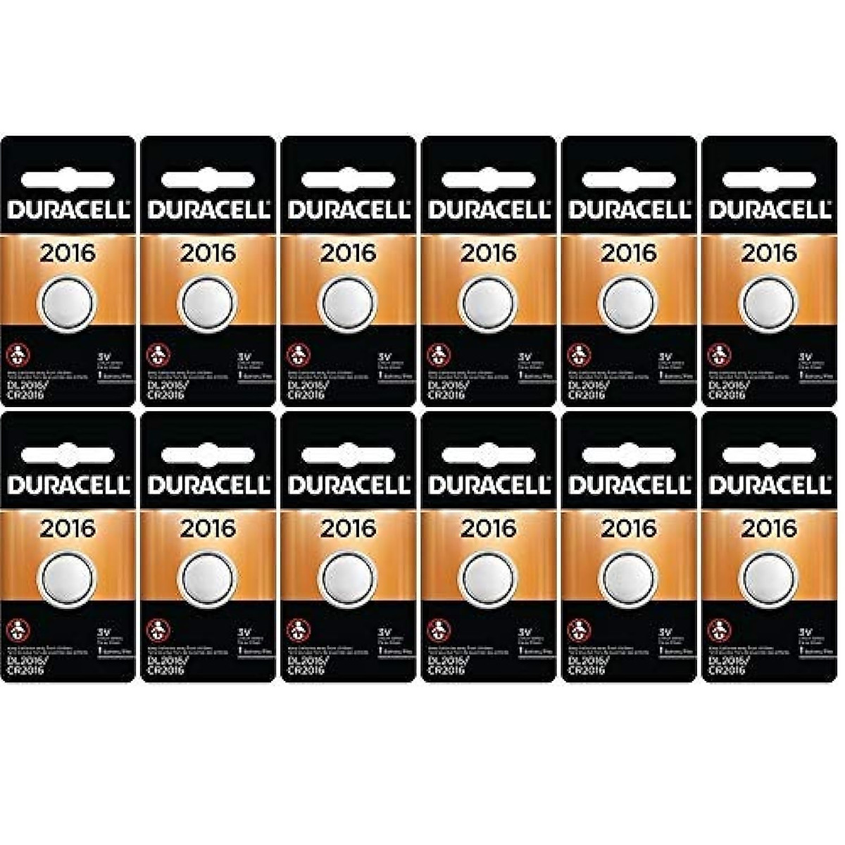 12-Pack Duracell 2016 Batteries 3.0 Volt Lithium Coin Button
