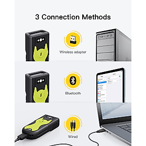 Inateck Bluetooth Scanner 2D Barcode Scanner 2.4Ghz USB Adapter, Screen Scanning, Exclusive Shortcuts, BCST-42