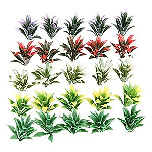 Yetaha 100PCS Mixed Model Plants Colorful Flowering Plants Railway Park Garden Scene Architecture Ornament Scenery Railroad Layout Scene Decoration, Height 4cm/1.57inch