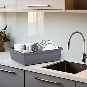 Morcte 12-Pack 13 L Commercial Bus Box, Plastic Bus Tub/Wash Basin, Gray