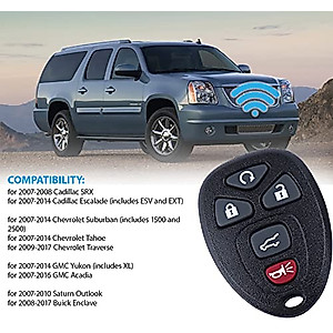 Keyless Entry Remote Control Car Key Fob for 2007-2016 Chevy Suburban Tahoe Traverse/Buick Enclave/GMC Acadia Yukon/Cadillac Escalade FCCID: OUC60270 OUC60221(5Btn 2 Pcs)