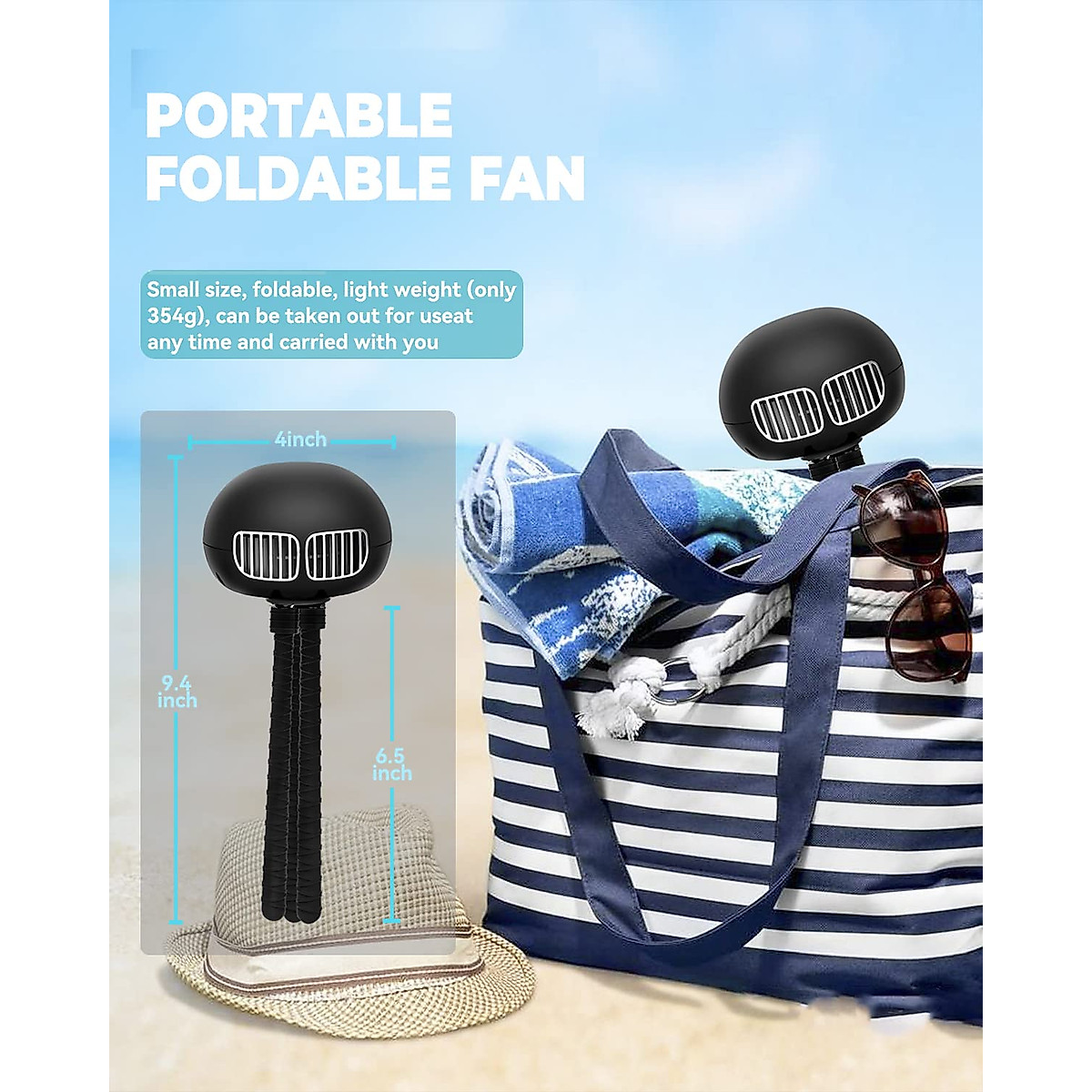 Kaylocheer USB Rechargeable Baby Stroller Fan with Strong Wind, 360-degree Rotation, Quiet Operation, Octopus Design, 3 Wind Speeds, Portable for Travel