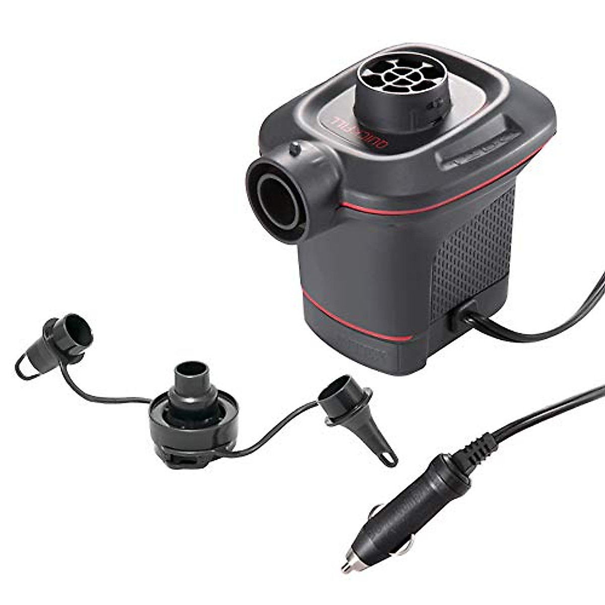 Intex 66636 12 Volt Quick-Fill Dc Electric Pump-Just Plug into Car 12v Socket, Black and Red