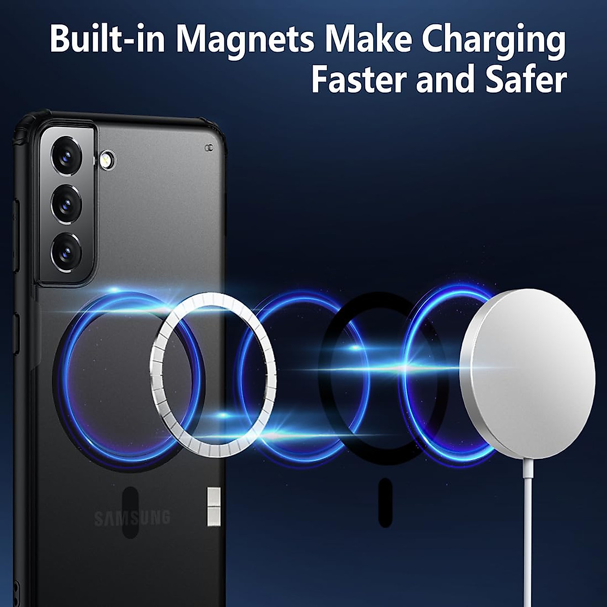 TIANNIUKE Magnetic Case for Samsung Galaxy S21 5G, Translucent Matte Anti-Fingerprint,Compatible with MagSafe,Slim Fit Shockproof Protective Phone Case for Galaxy S21 Case