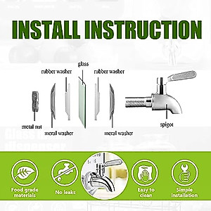 1 Gallon Glass Drink Dispensers For Parties 2PACK.Beverage Dispenser，Drink Dispenser With Stand And Stainless Steel Spigot 100% Leakproof.Glass Drink Dispenser With Ice Cylinder. Lemonade