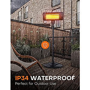 Garage Heater, 1500W Outdoor Heaters for Patio, Telescopic Radiant Infrared Heater w/3 Speeds, Fast Heating 270 Sq.Ft, Electric Patio Heater w/Tip-Over & Overheating Protection for Indoor Pet Use