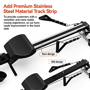 Pooboo Magnetic Rowing Machine 360 LB Weight Capacity, Folding Rower with Combination Strength Exercise, Tablet Holder and Comfortable Seat Cushion, Rower for Home Use