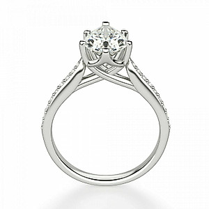 DRISHYA FASHION Pear Cut Simulated Diamond Twisted Engagement Wedding Ring 14k White Gold Over 925 Sterling Silver (6.5)