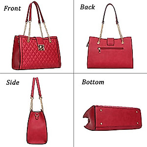 Fashion Handbags for Women Leather Satchel Purses Set Quilted Tote Shoulder Bag for work/gift (8691-Pk)