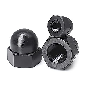 Nylon Acorn Cap Nuts M6-1.0, Black, 50Pcs-Pack