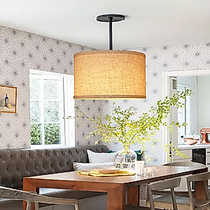 Drum Lamp Shade, Natural Round Linen Lamp Shades for Floor Lamp Replacement, Small Fabric Cylinder Decorative Lampshade with E27 Adapters for Table Lamp Bedside Lamp Chandeliers(White)(1.65" Spider)