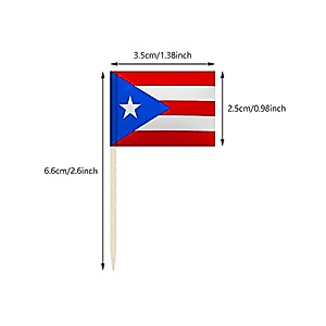 100 Pack Puerto Rico Flag Puerto Rican Toothpick Flags, Cocktail Picks Mini Stick Cupcake Toppers Country Picks Party Decoration Celebration Cocktail Food Bar Cake Flags (Puerto Rico)