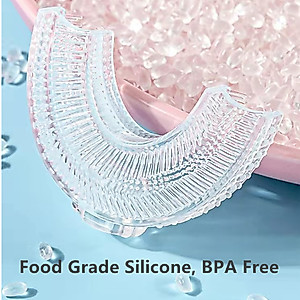 ROSEWARD [Upgraded] U Shaped Toothbrush Kids Toddler Baby Toothbrushes 360 Degree Round Tooth Brush Extra Soft, Food Grade Silicone(Large (Age 6-12), Blue)