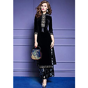 Women Mini Peacock Embroidery Handbag - Ethnic Retro Canvas Party Purse(Blue)