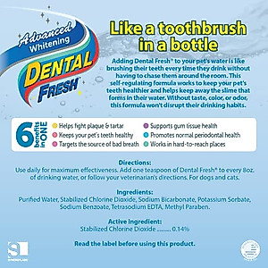 Dental Fresh Advanced Whitening Water Additive, 17oz – Dog Breath Freshener Formula to Hep Overall Dog Dental Care and Brighten Teeth